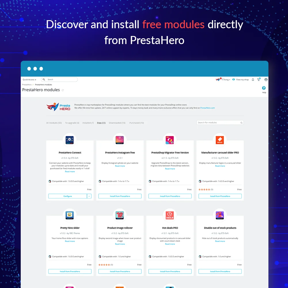 PrestaHero Connect - Manage and upgrade modules developed by PrestaHero